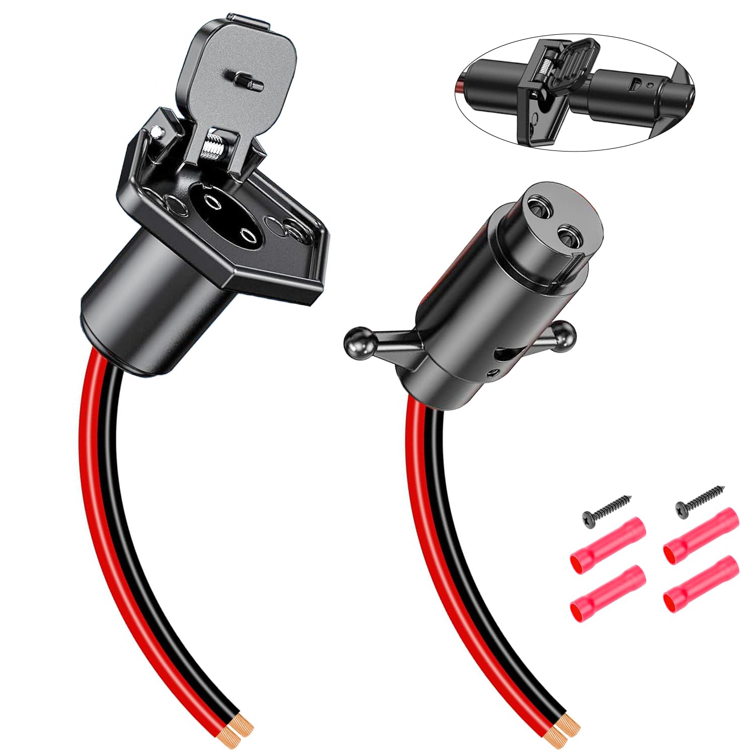 Amazon.com: 12V/24V Trolling Motor Plug and Receptacle, 8 AWG Wire Male ...