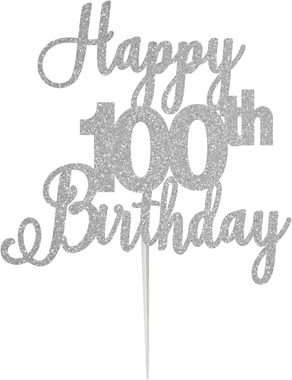 LissieLou Happy 100th Birthday Cake Topper in Pretty Glitter Card, Made ...