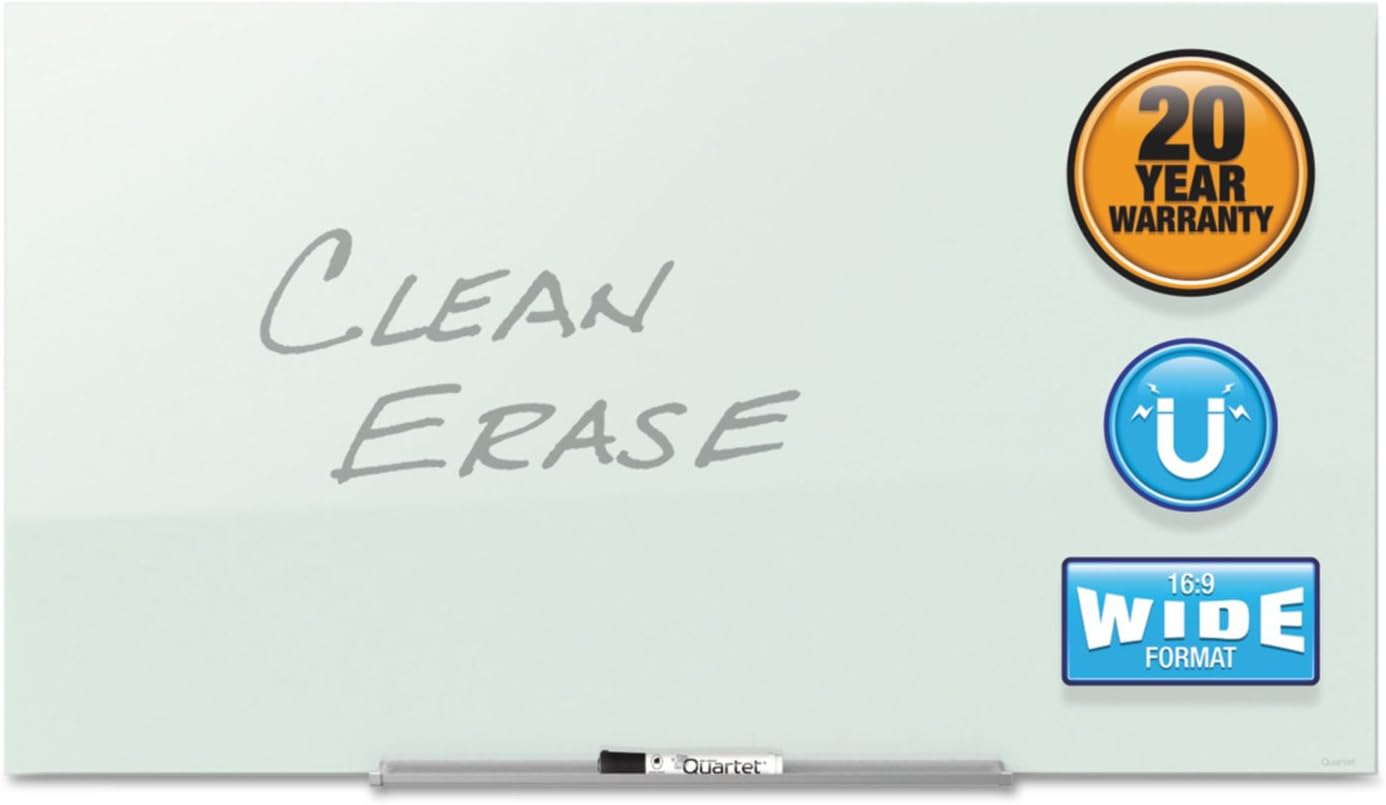Quartet G5028IMW Glass Dry Erase Board, 50" x 28", Magnetic Whiteboard ...