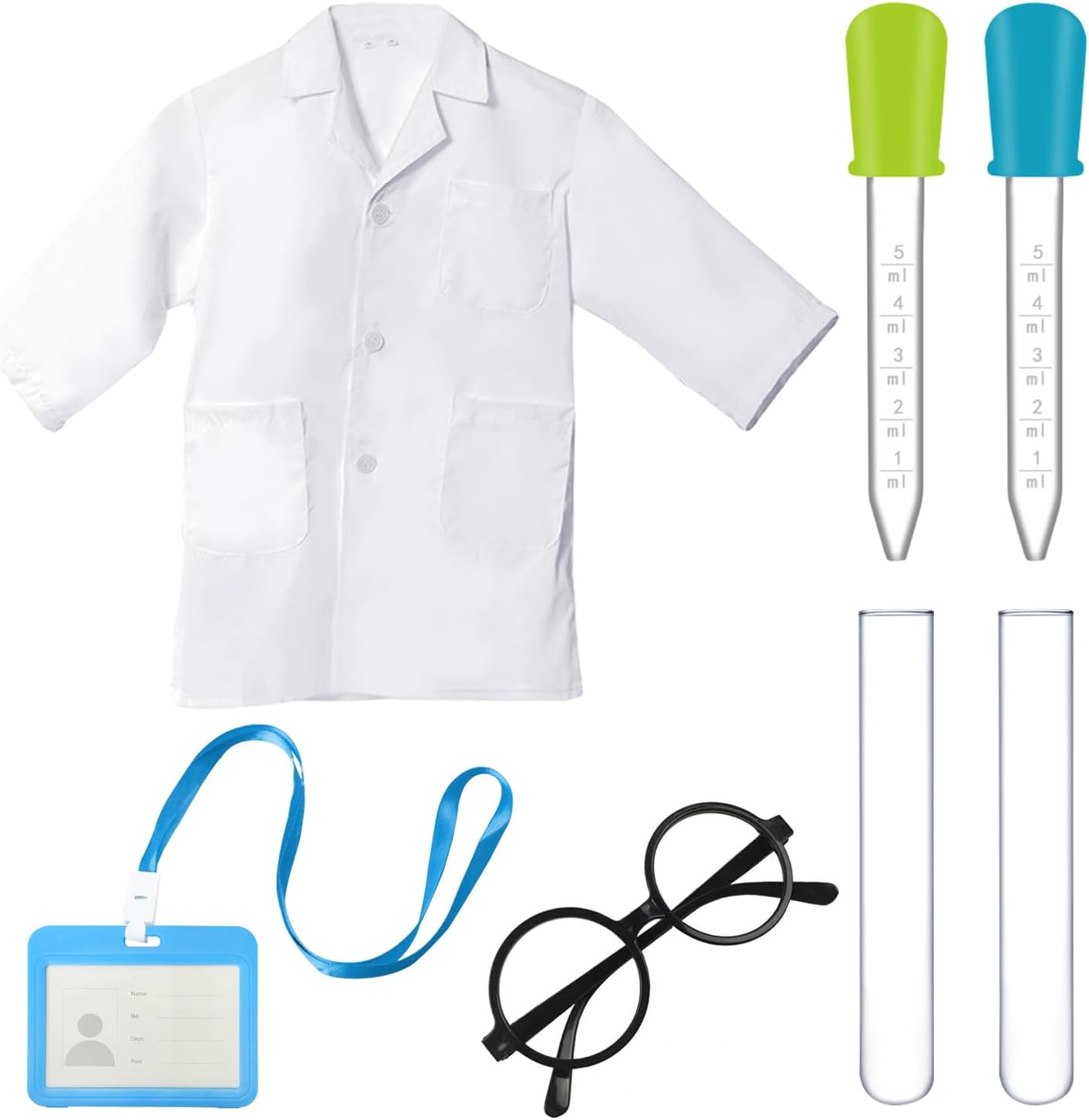 7 Piece Kids Scientist Costume Set, Doctor Costume Set, Role Play Dress ...