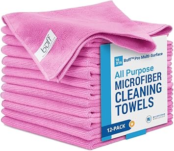 Amazon.com: Buff Microfiber Cleaning Cloth | Pink (12 Pack) | Size 16 ...