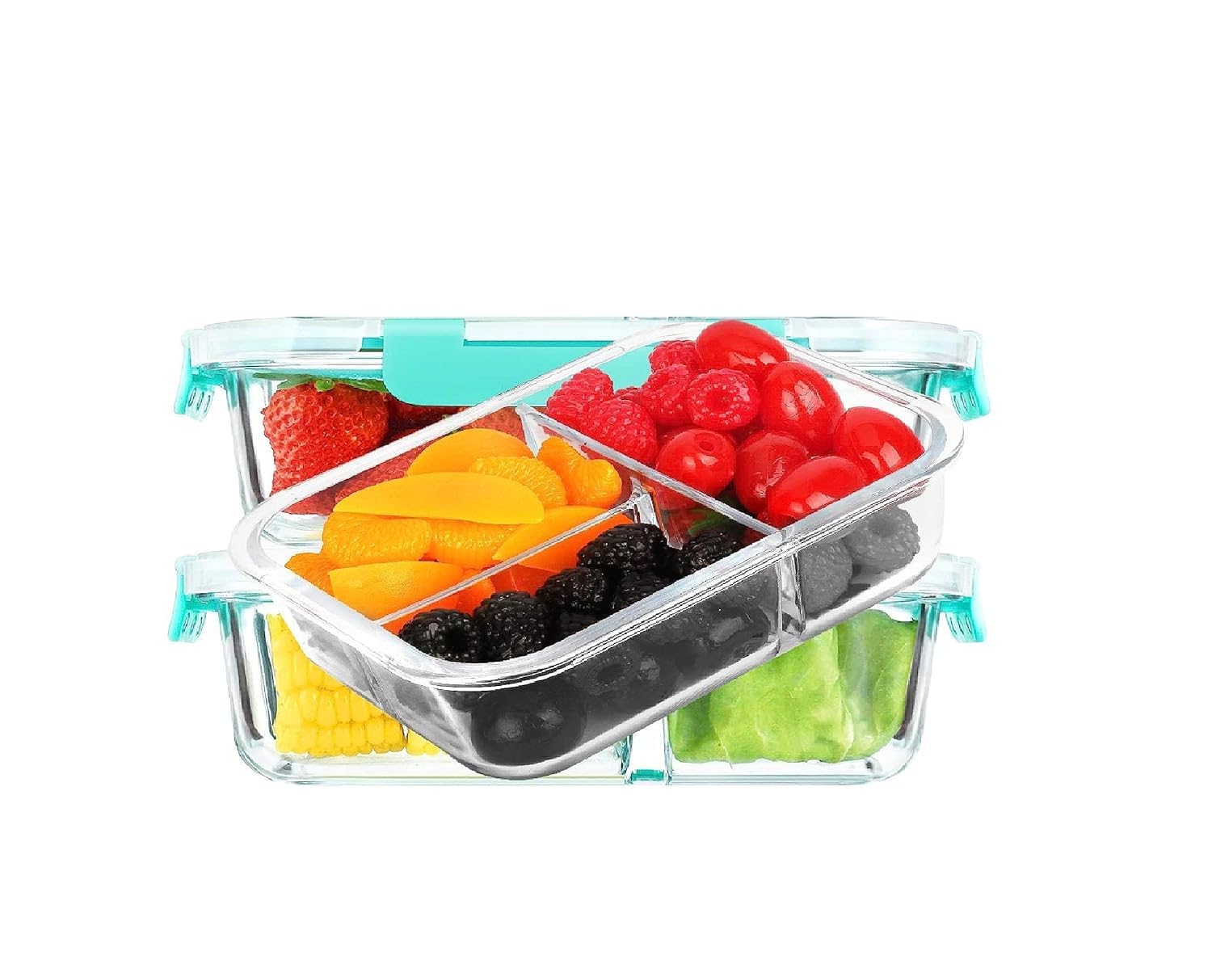 Buy Jinelza 3 Compartment Rectangular Storage Glass Lunch Box with Leak ...