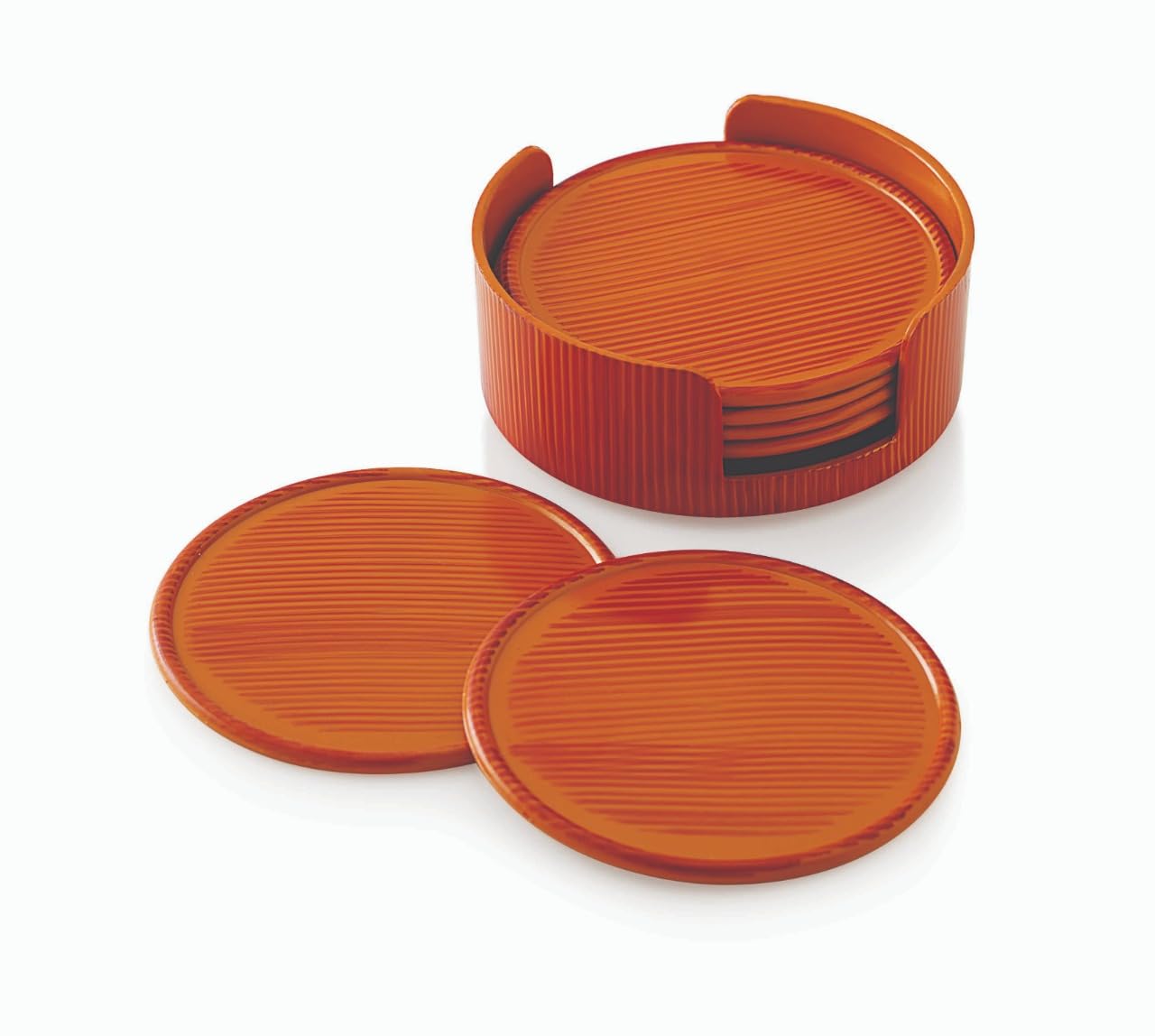 Sunlife - Innova Wood Finish Plastic Coaster - 6 pcs Coaster with Stand ...