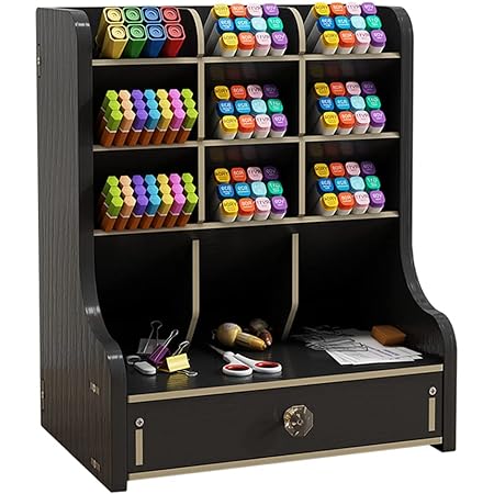 Tonsmile Office Wooden Desk Desktop Tidy Storage Stationery Organiser ...