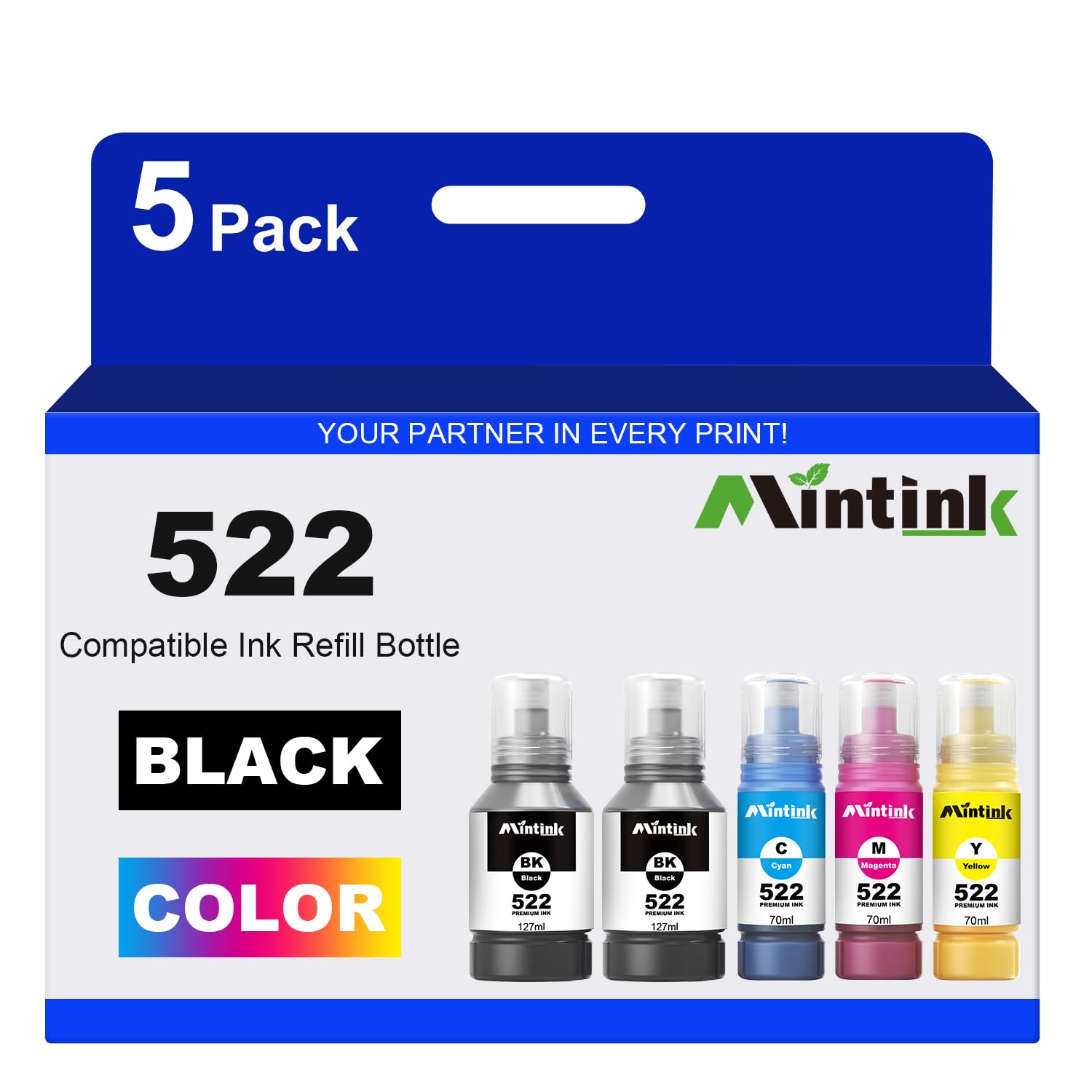 522 Ink Replacement for Epson 522 Ink Refill Bottles Work for Ecotank ...