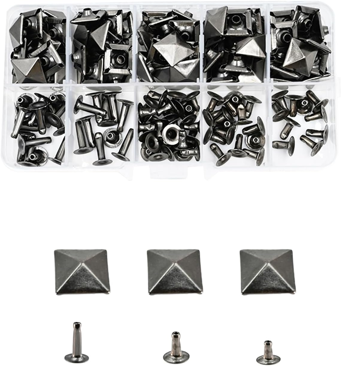 Amazon.com: Jomixa 75 Sets 3 Sizes Pyramid Spikes Kit, Square Studs and ...