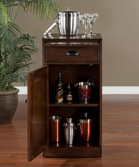Home dekor Genie Solid Wood Mini BAR Unit Cabinet with Storage Walnut ...