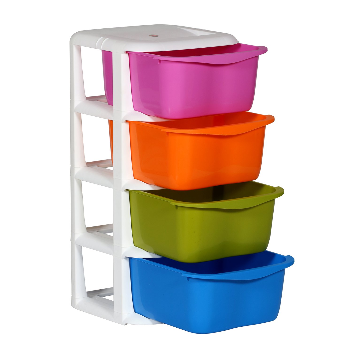 CELLO Plastic Cuboid Storage Unit With 4 Drawers (White), 36.5 x 37.5 x ...