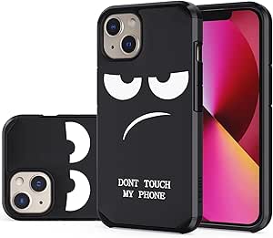 Amazon.com: LEEGU for iPhone 13/14 Case, Cute [Don't Touch My Phone] Shockproof Dual Layer Heavy ...