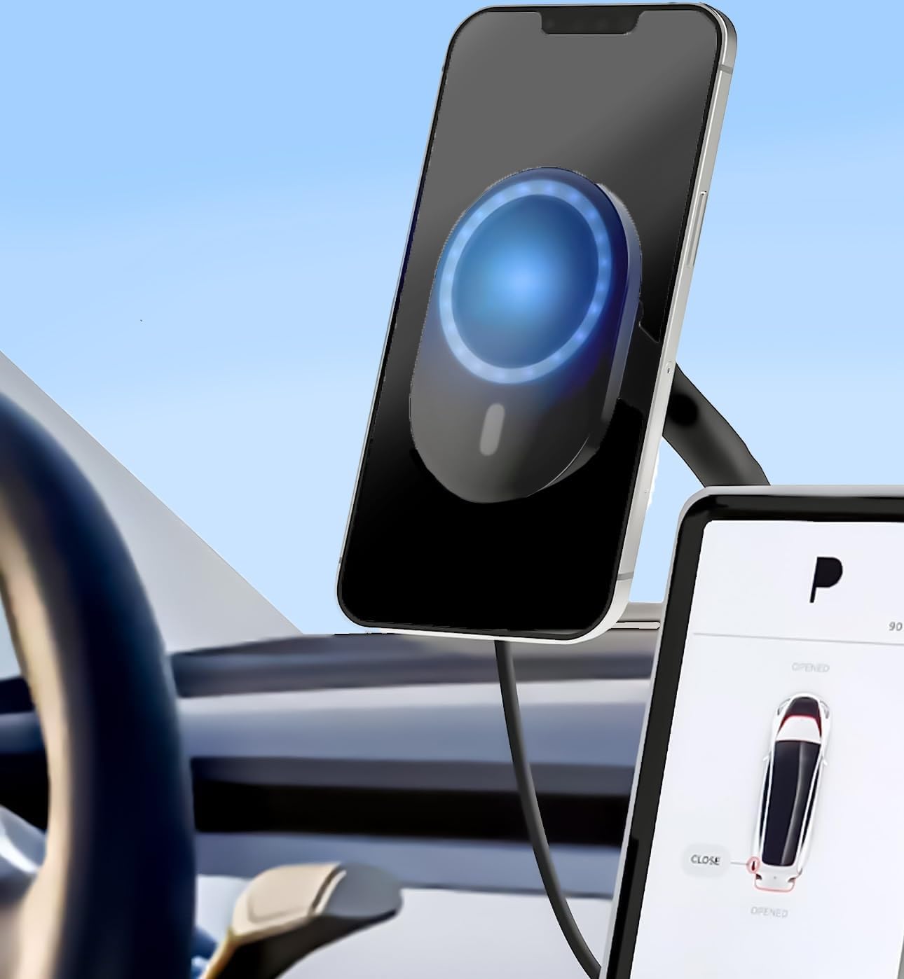 Amazon.com: Topfit for Tesla Phone Mount Wireless Charging, Magnetic ...
