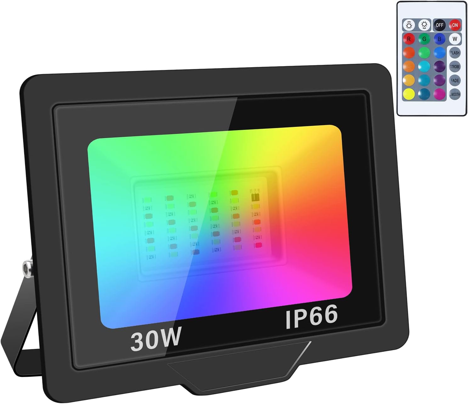 RIGIDON 1 Pack Outdoor RGB LED Floodlight, 30W Dimmable 16 Colour ...