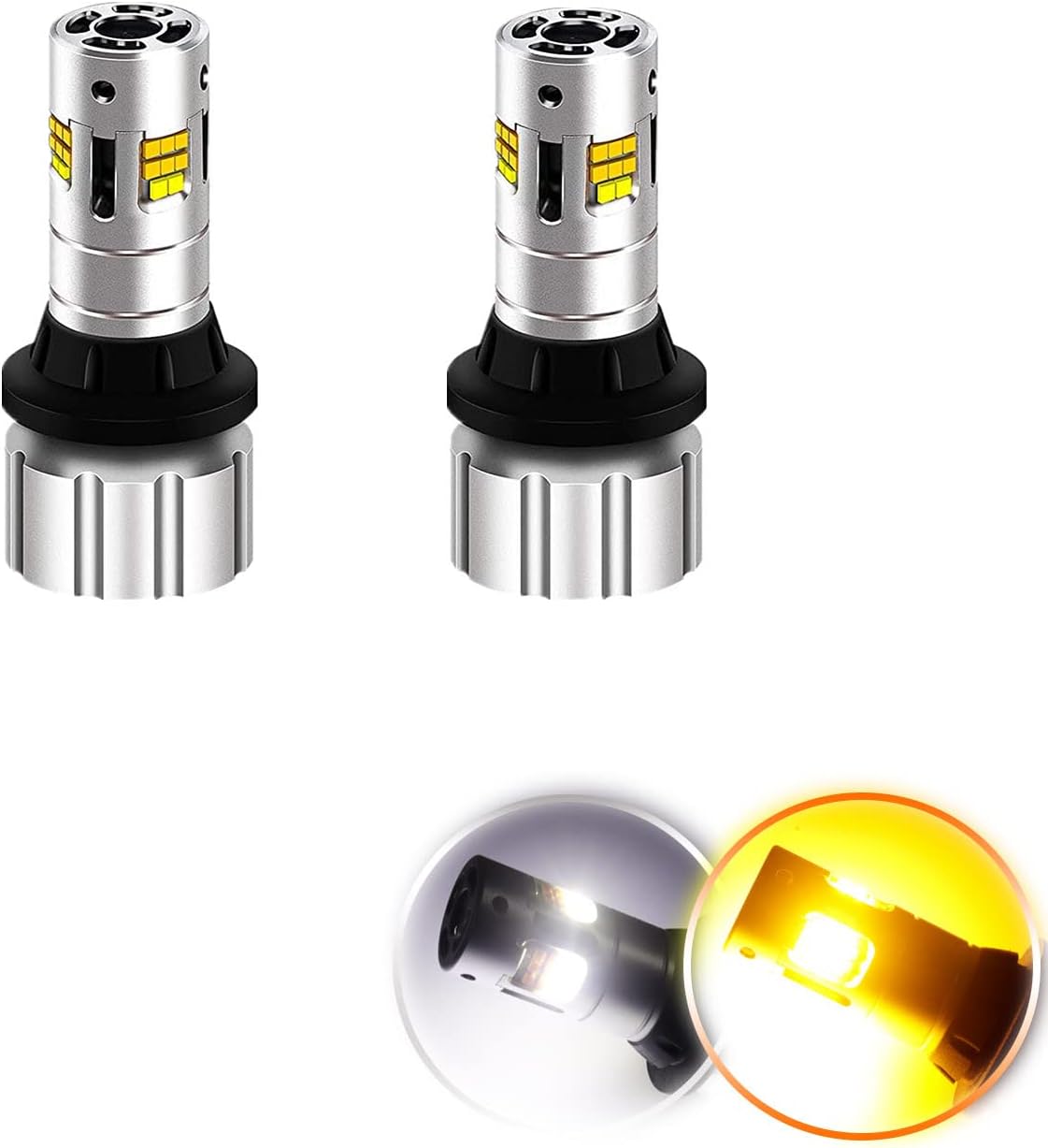 Amazon | T20 LED 2色 切替 ウインカー ポジション ピンチ部違い ホワイト アンバー ハイフラ対策済み 無極性 白 黄 ウイポジ 冷却ファン 無極性 車検対応 12V 2球 ...