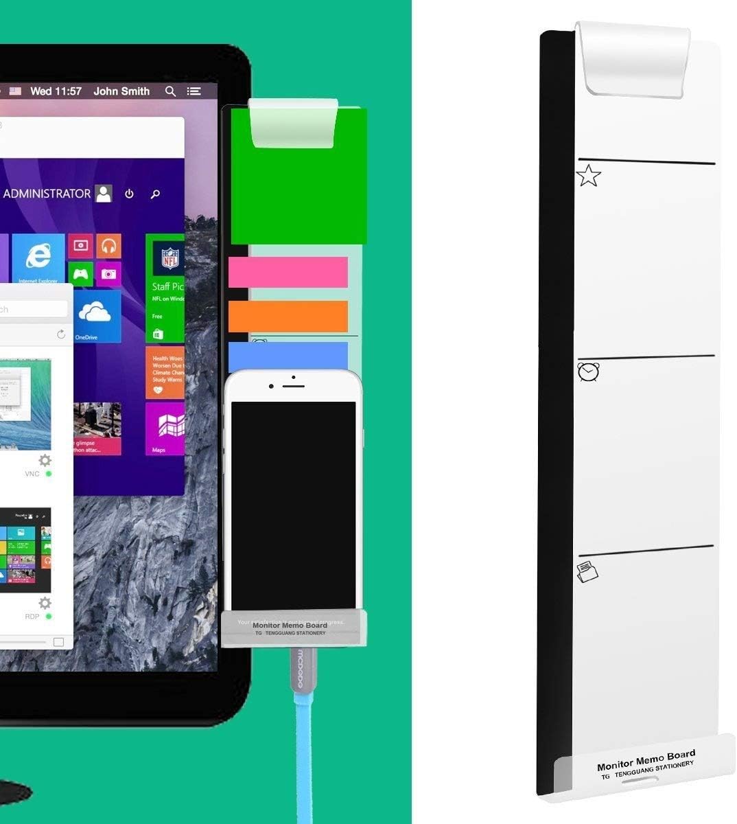 Amazon.com : Monitor Memo Board Computer - Monitor Sticky Note Holder ...