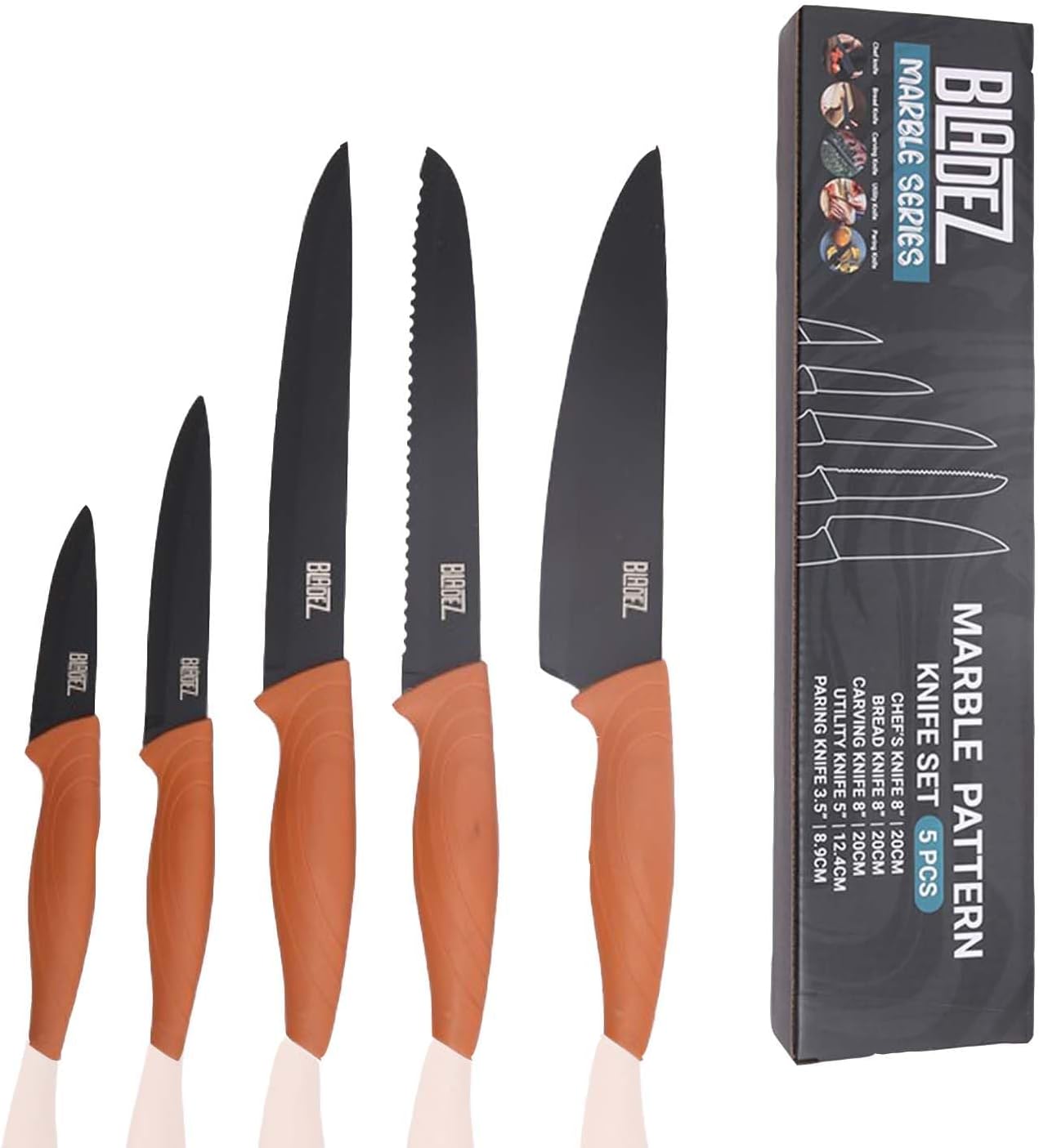 Bladez Professional Kitchen Knife Set, 5 Pcs Stainless Steel Kitchen ...