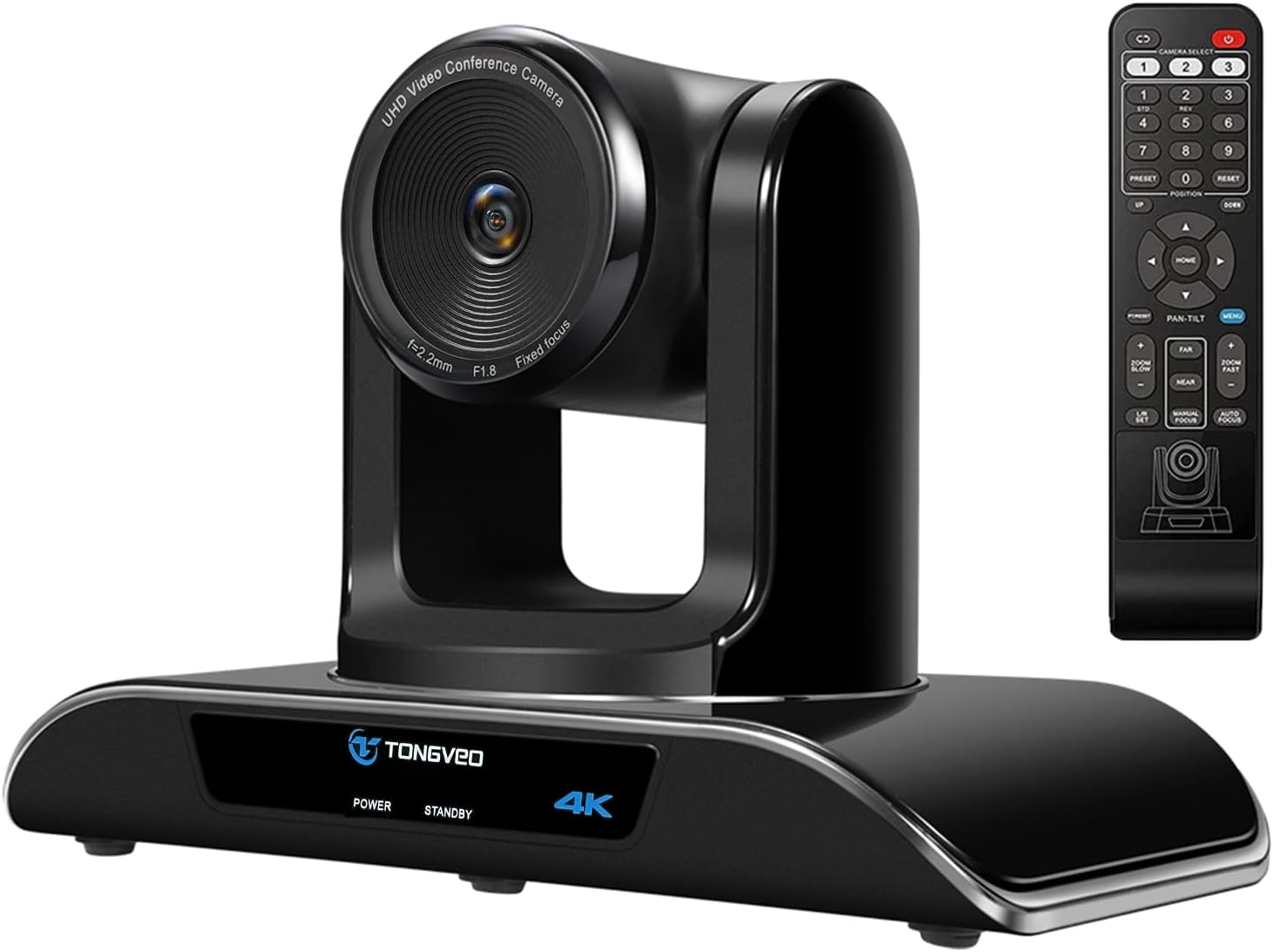 Amazon.com: TONGVEO Cámara de videoconferencia 4K PTZ con zoom digital 5X y control remoto USB ...
