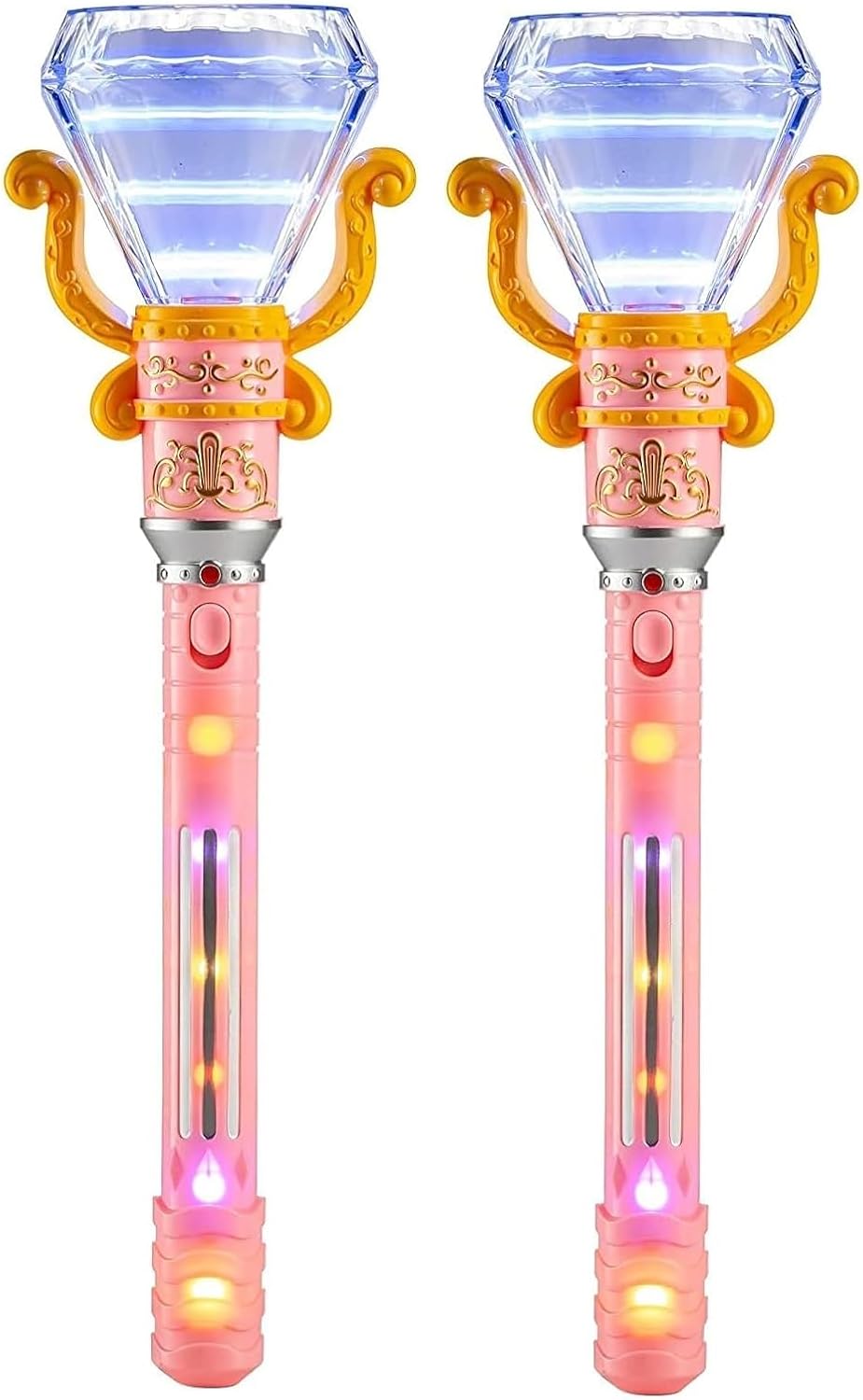 Amazon.com: LED Light-Up Magical Princess Spinning Diamond Pink Wand ...