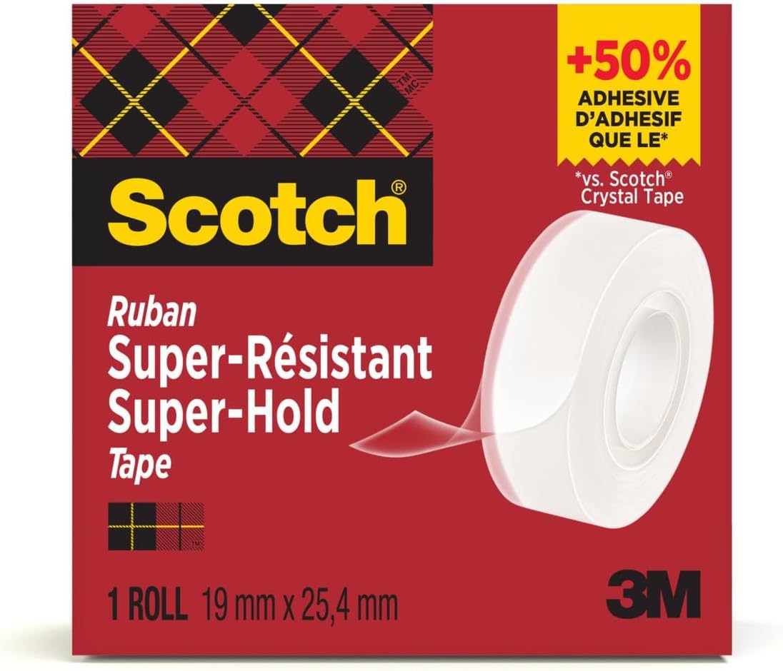 Scotch Ruban Adhésif Super-Résistant 19mm x 25,4m, 1 Rouleau