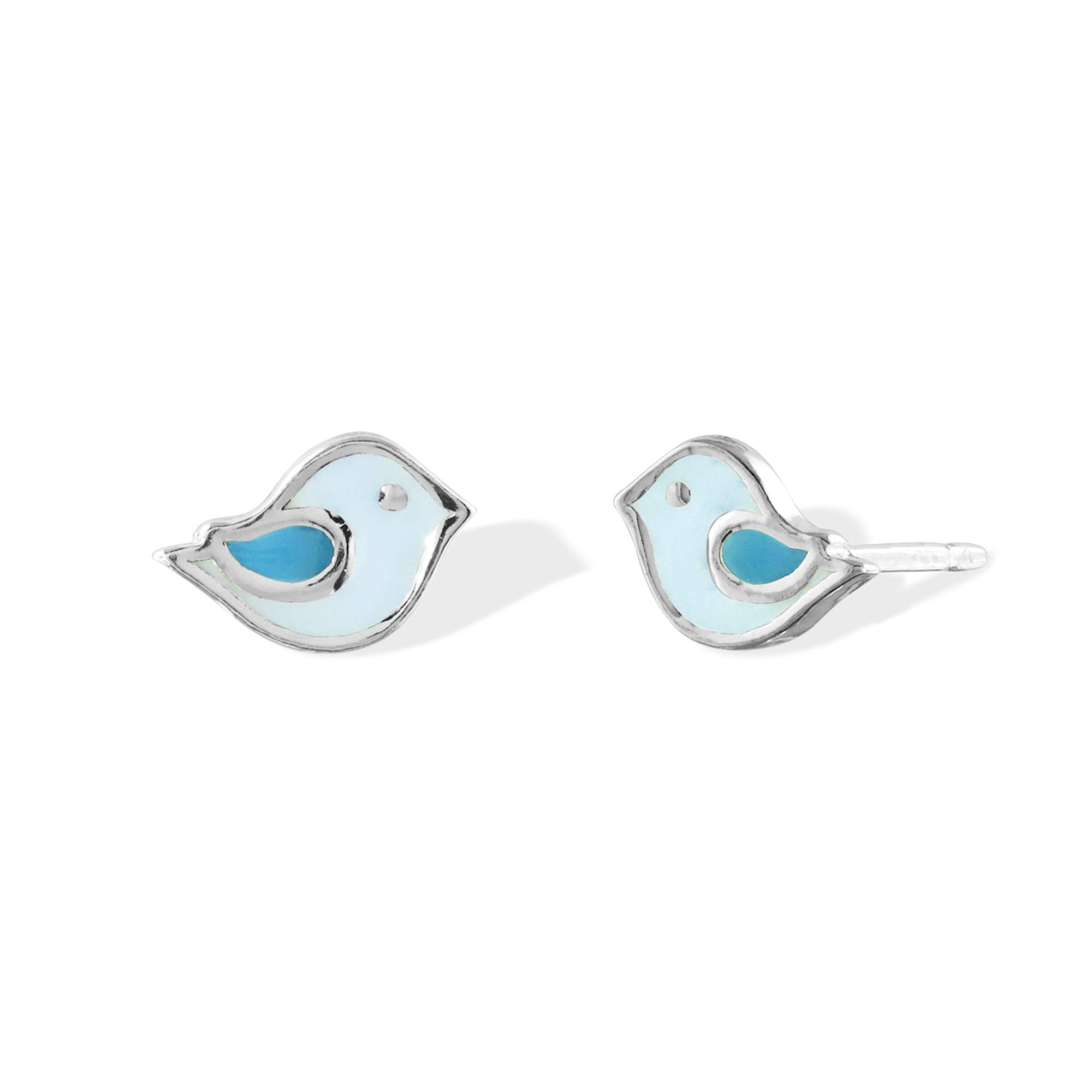 Amazon.com: Boma Jewelry Sterling Silver Blue Bird Stud Earrings with ...