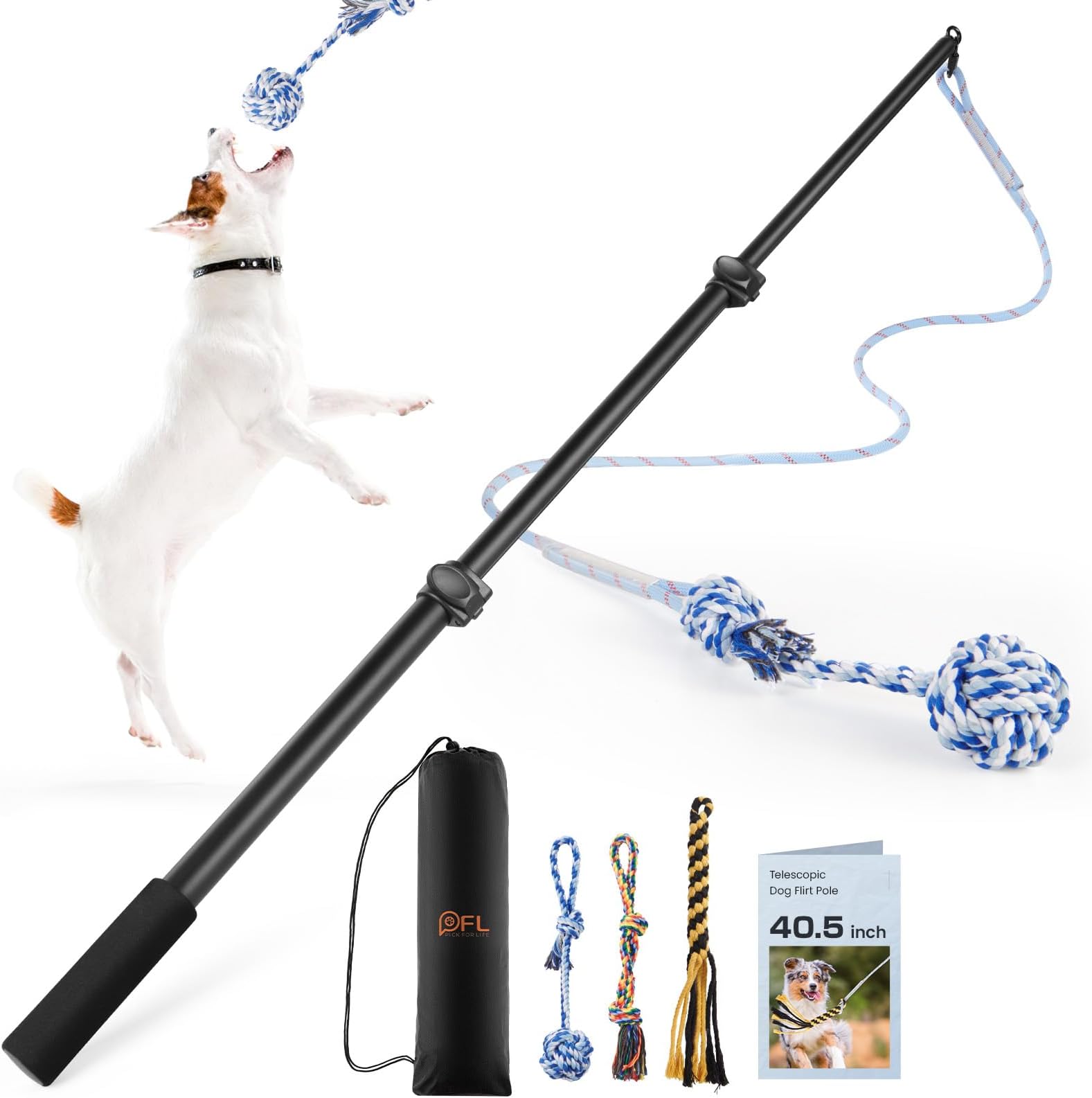 Pet Supplies : YES4QUALITY Flirt Pole for Dogs - Safe & Strong for ...