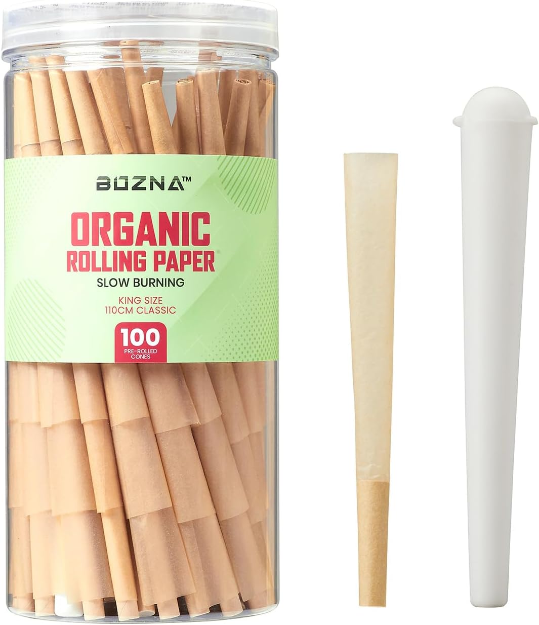 Amazon.com: BOZNA Classic Rolling Papers 100ct Pre-Rolled Cones with W-shaped Tips - Slow Burn ...