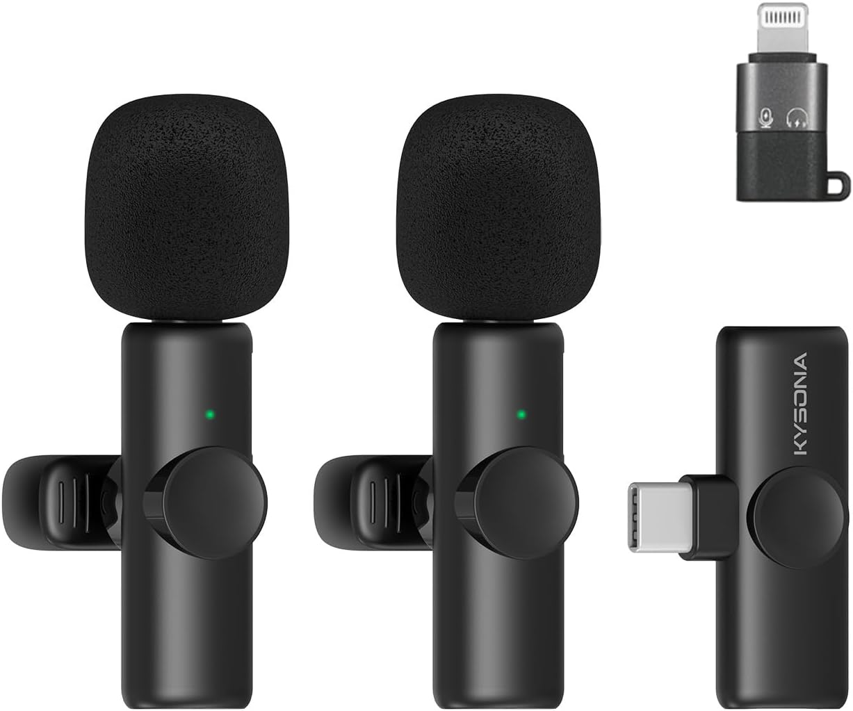 Amazon.com: KYSONA 2 Pack Wireless Lavalier Microphone with USB-C ...