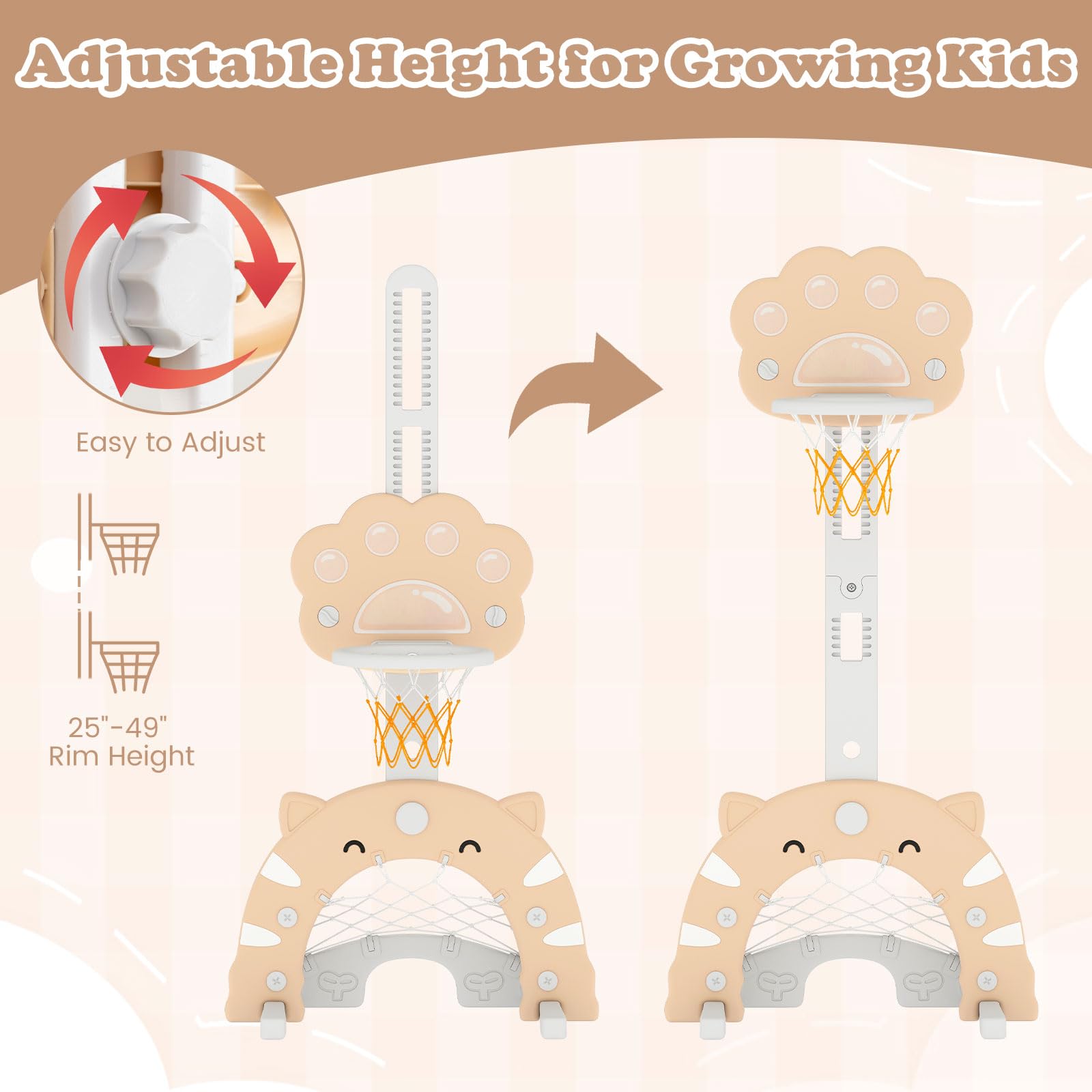 Snapklik.com : 3 In 1 Toddler Basketball Hoop, Height Adjustable Kids ...