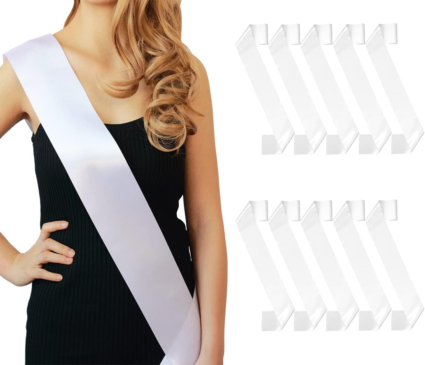 Amazon.com: Docooniver 10pcs White Sashes Blank Sashes for Pageants ...