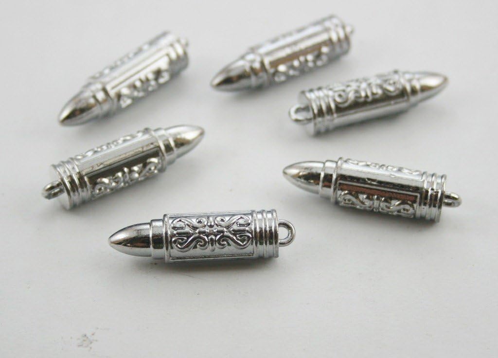 Amazon.com: 5 pcs.Zinc Big Silver Tone Vintage Bullet Charms Pendants ...
