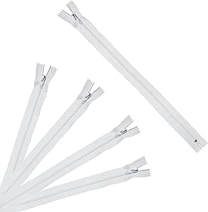 Trimz 5 Pack White 20cm 4mm Teeth Polyester Unidirectional Zippers 20cm : Amazon.fr: Home & Kitchen