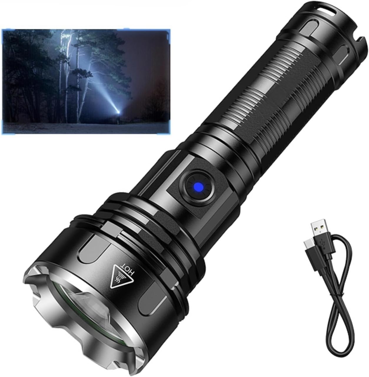 Handheld flashlight, 5 lighting modes, rechargeable flashlight, mobile ...