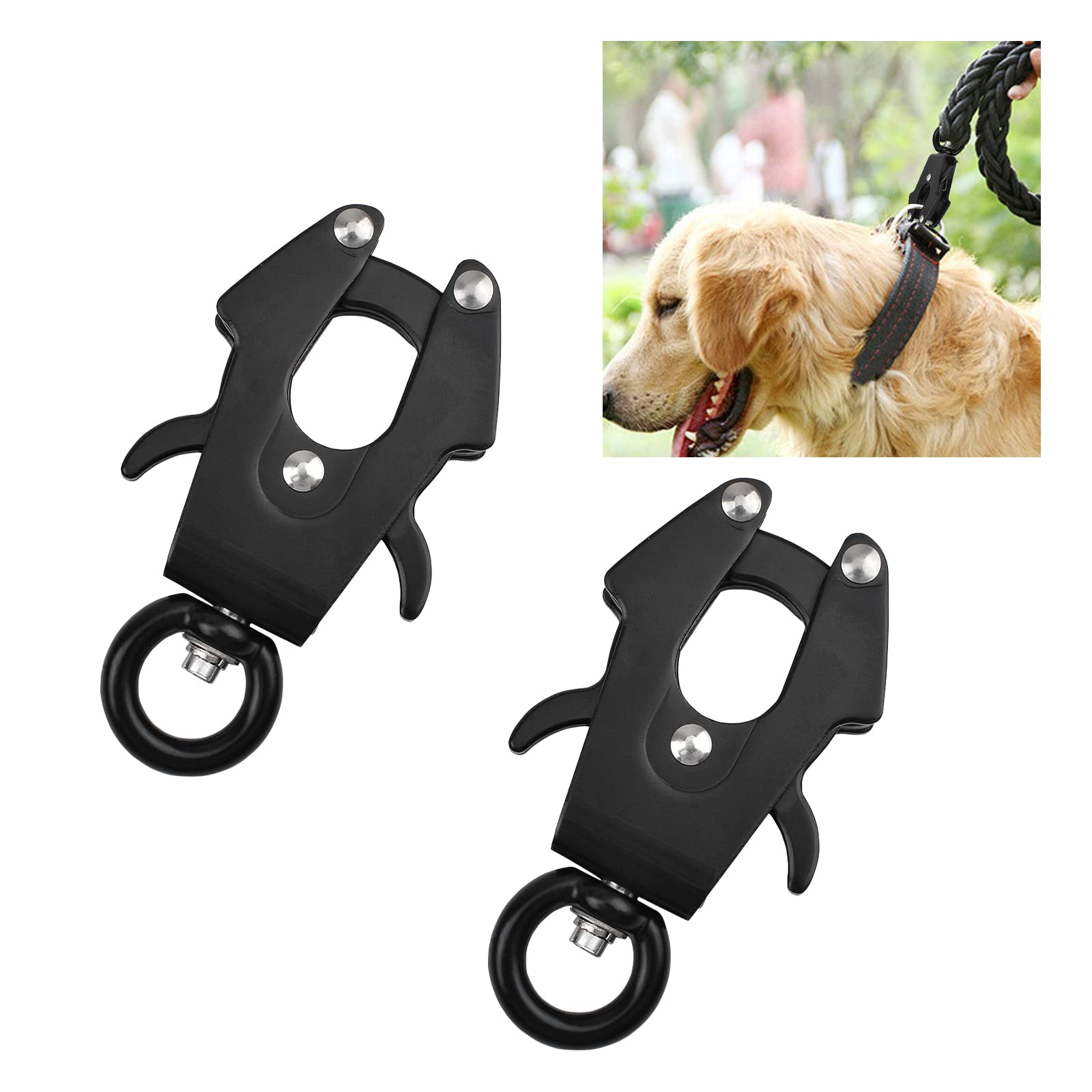 UFURMATE Frog Clip, 2PCS Space Aluminum Locking Dog Leash Buckle Quick ...