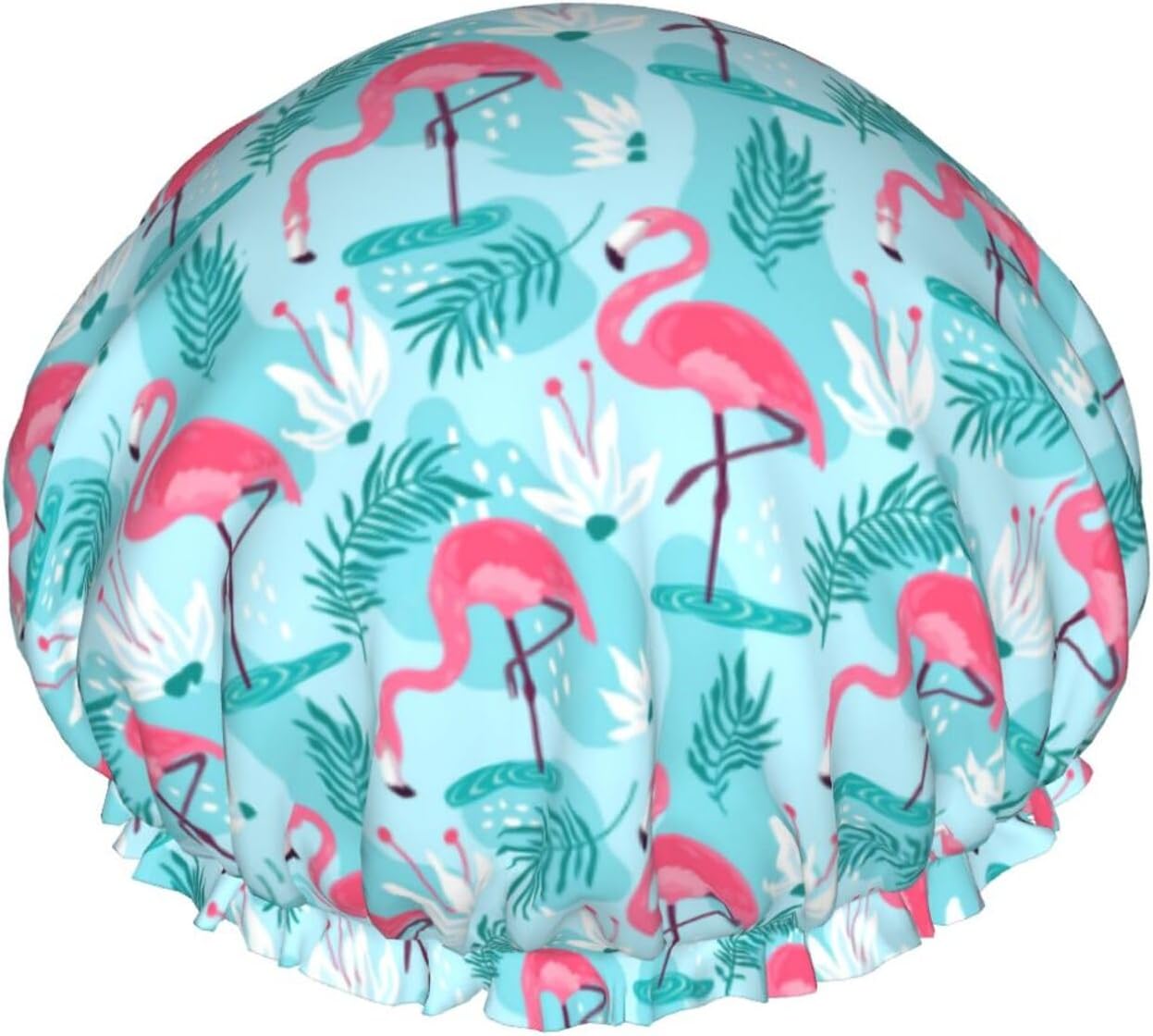 Amazon.com : Pink Flamingos Shower Cap For Women Reusable Waterproof ...