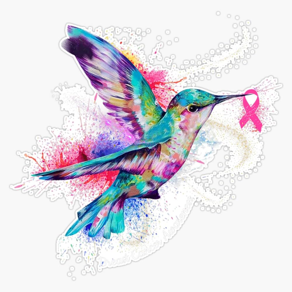 Amazon.com: Hummingbird Ribbon Breast Cancer Awareness T Sticker Vinyl ...