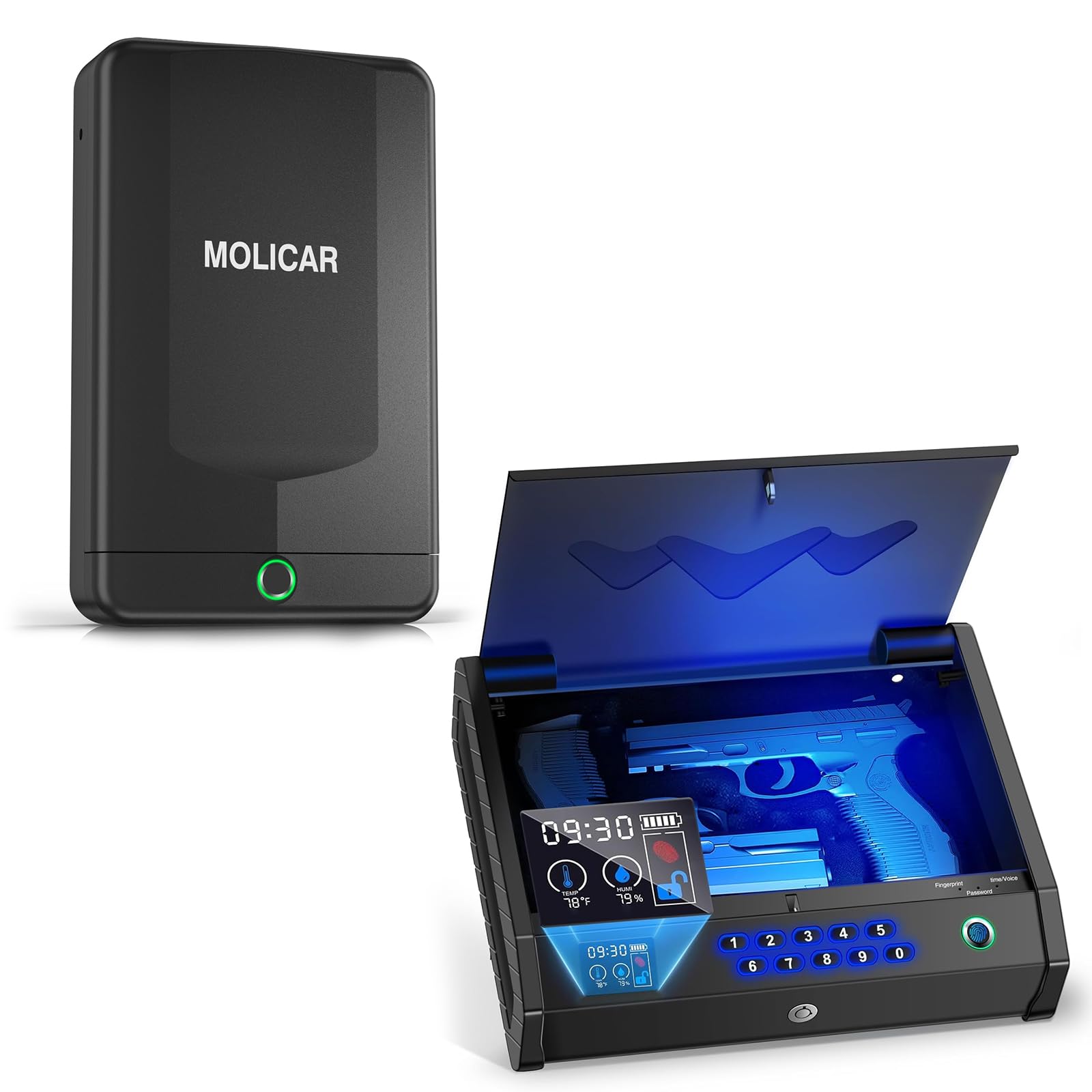 Amazon.com: MOLICAR Gun Safe, Biometric Pistol Safe Fingerprint Quick ...