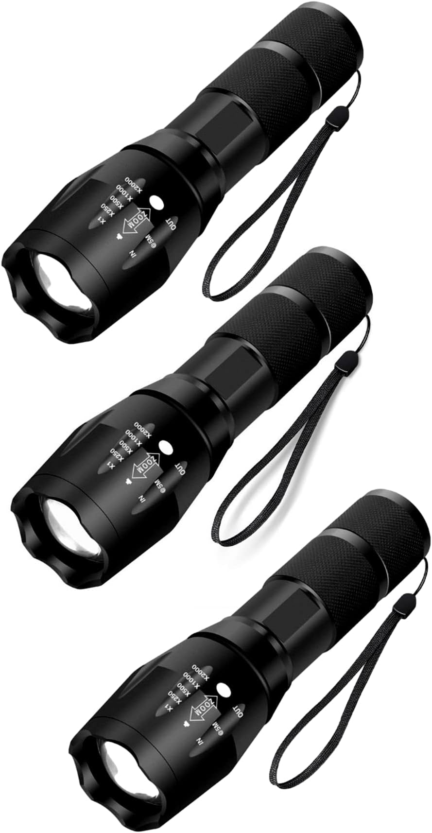 LED ZOOM Torch, Super Bright 2000 Lumen Tactical Torch, Hand Flashlight ...