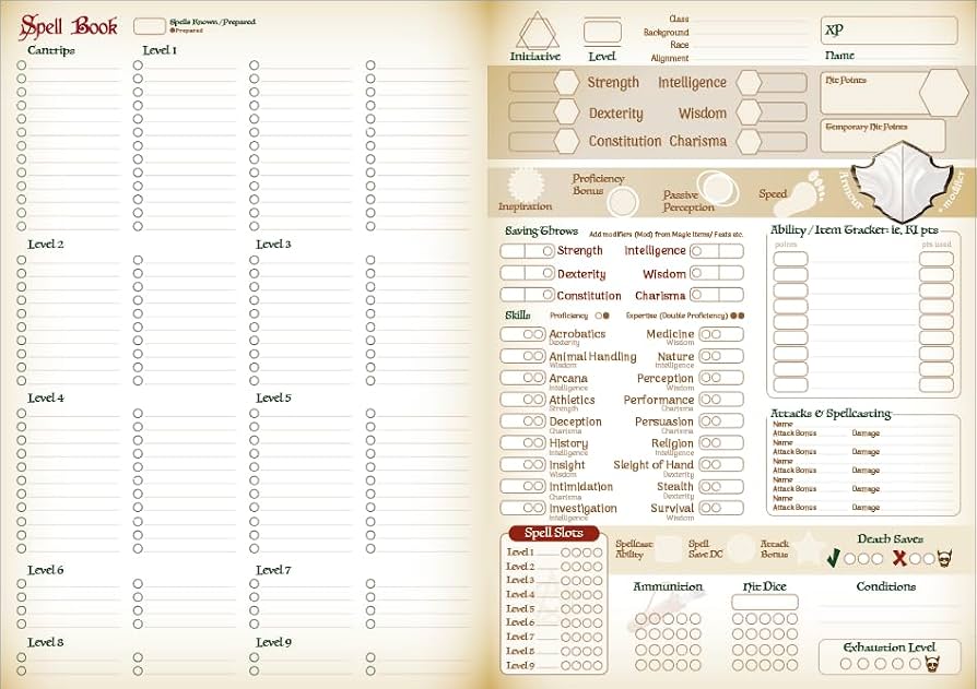Dd 5e Character Sheet Character Sheet Dnd Character
