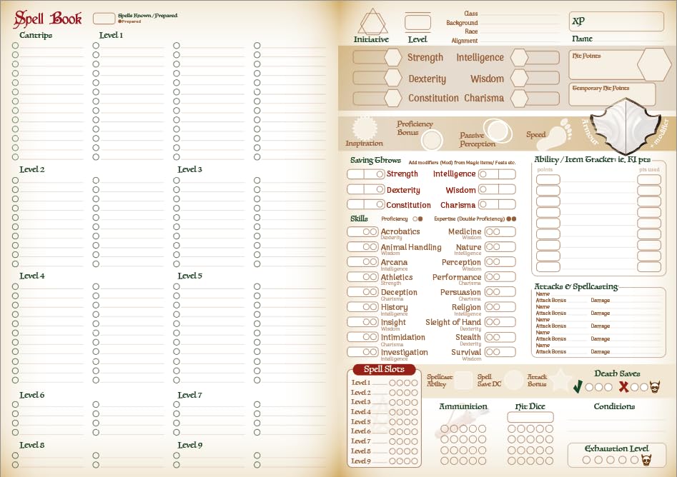 Dungeons and Dragons Character Sheets NEW AND IMPROVED (Pack of 10) for ...