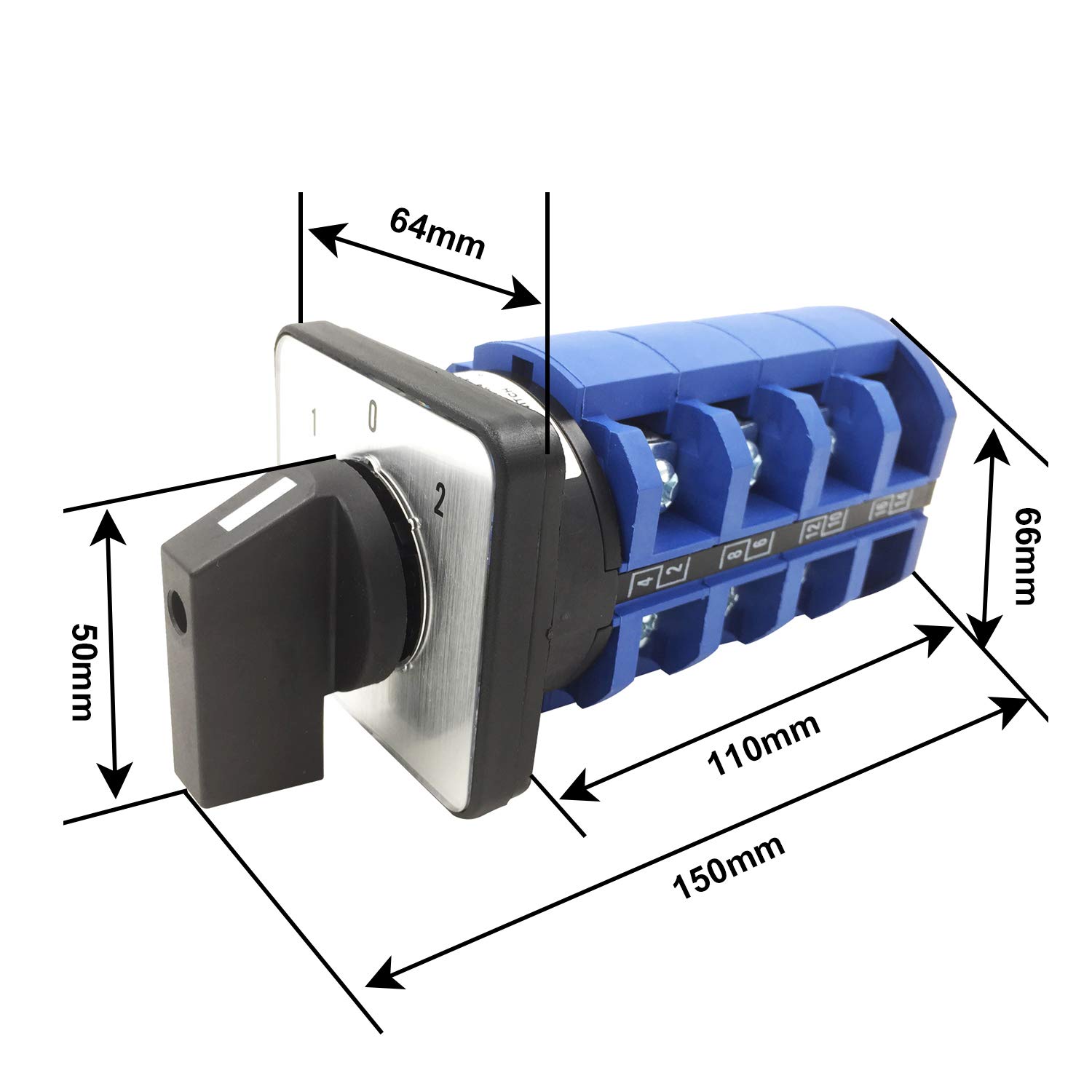 Snapklik.com : Changeover Switch AC 660V 63A 3 Position 16 Terminals ...
