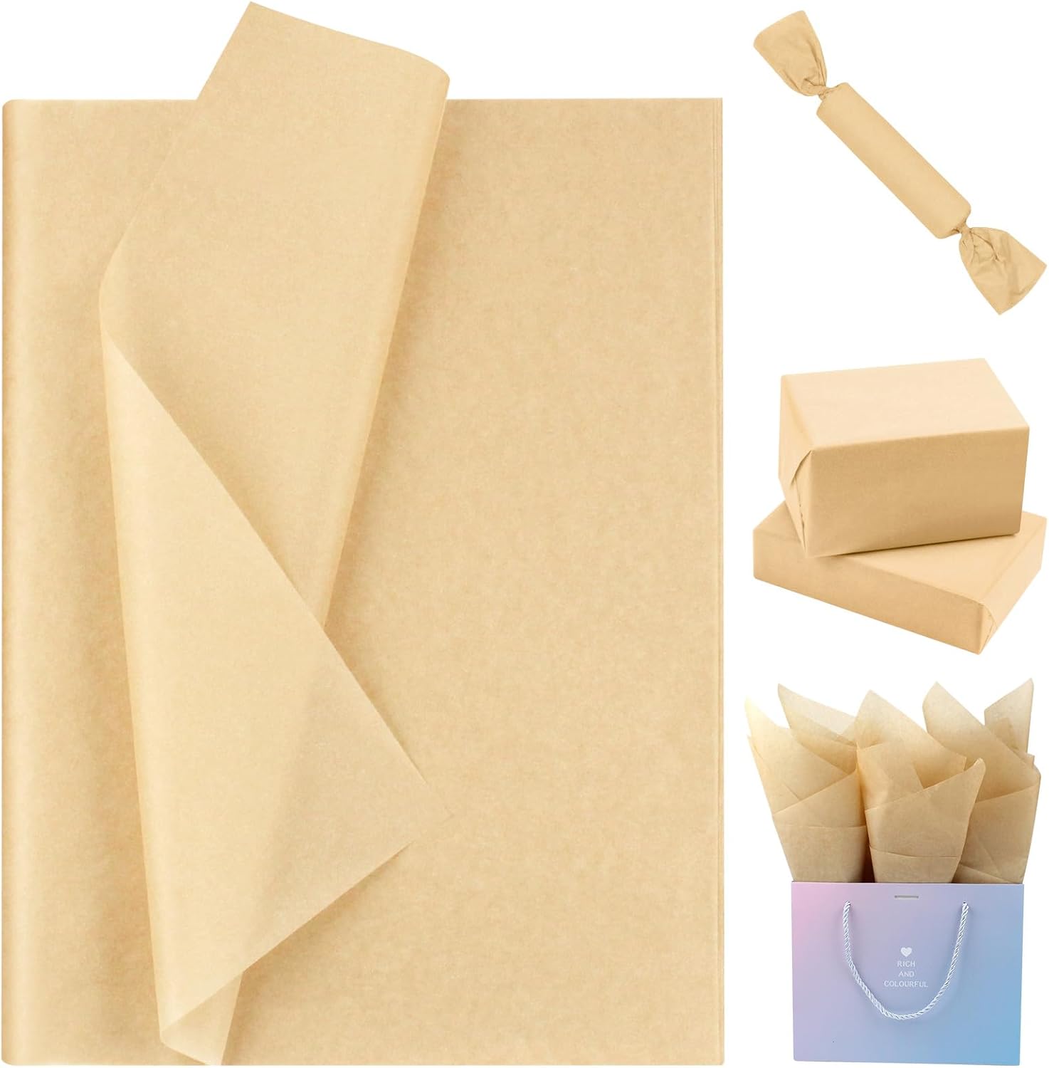 Amazon.com: AORZIT Kraft Tissue Paper Bulk - 80 Brown Sheets, 14x20 ...