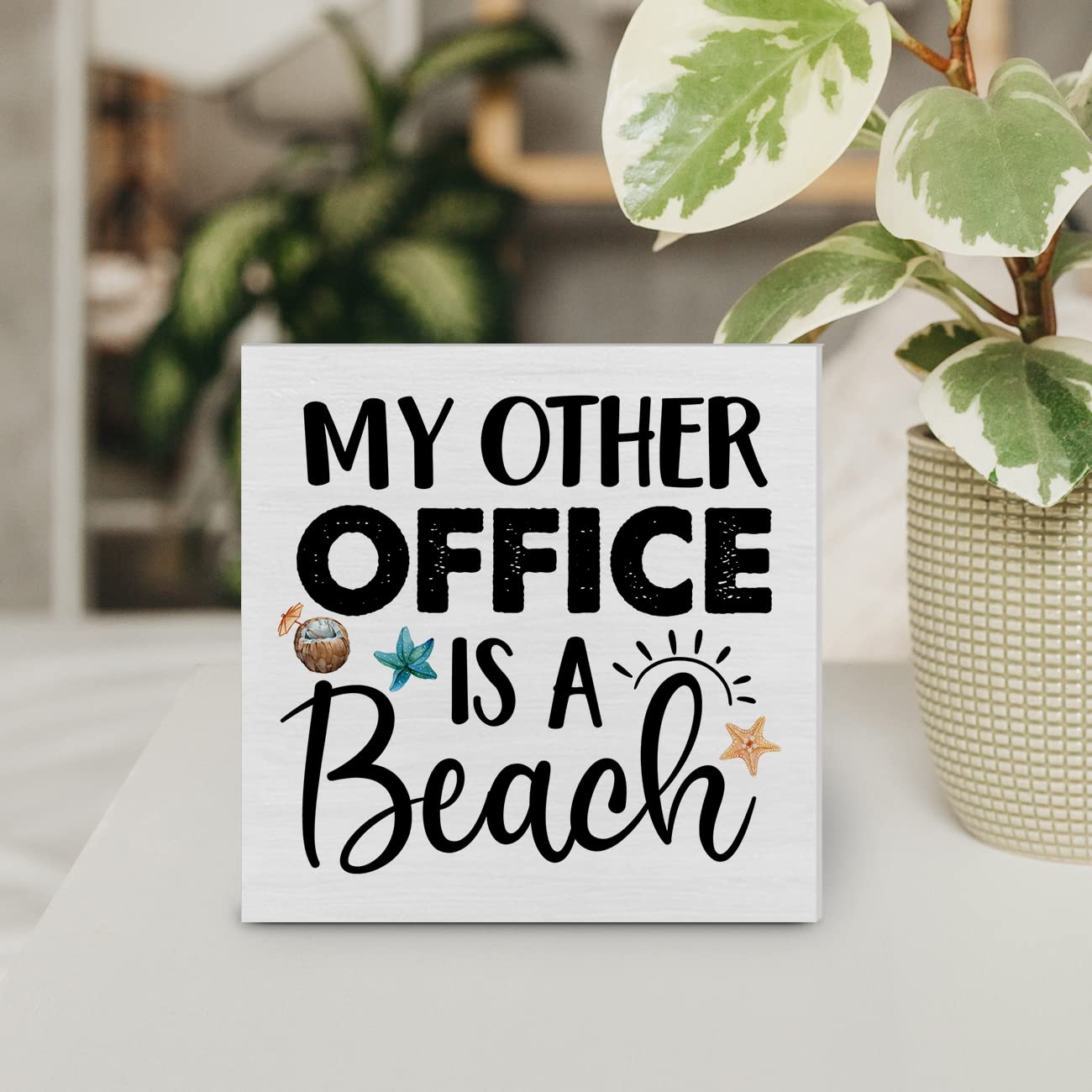 Snapklik.com : My Other Office Is A Beach Wood Box Sign Decor Desk Sign Beach Wooden Box Block ...
