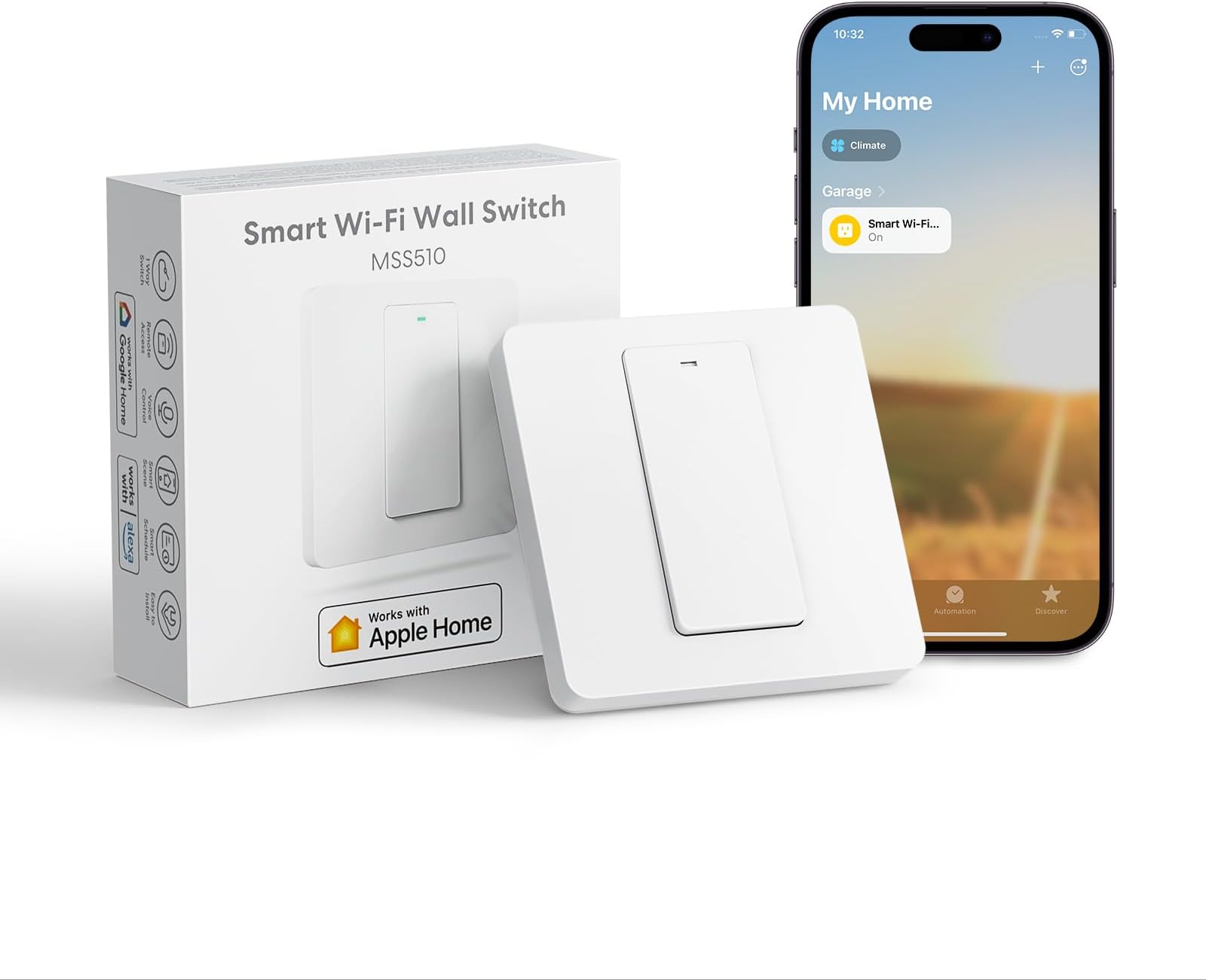 Homekit Light Switch, Meross Smart Switch, WiFi Wall Switch, 1 Gang ...