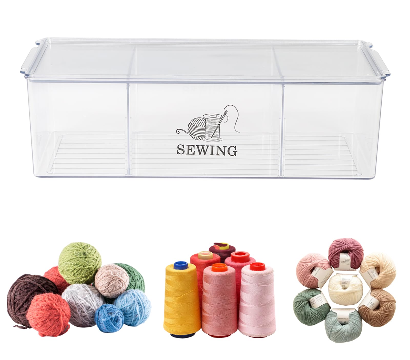 Gzsekken Sewing Box Large Sewing Kit Box with 3 Compartments Sewing ...