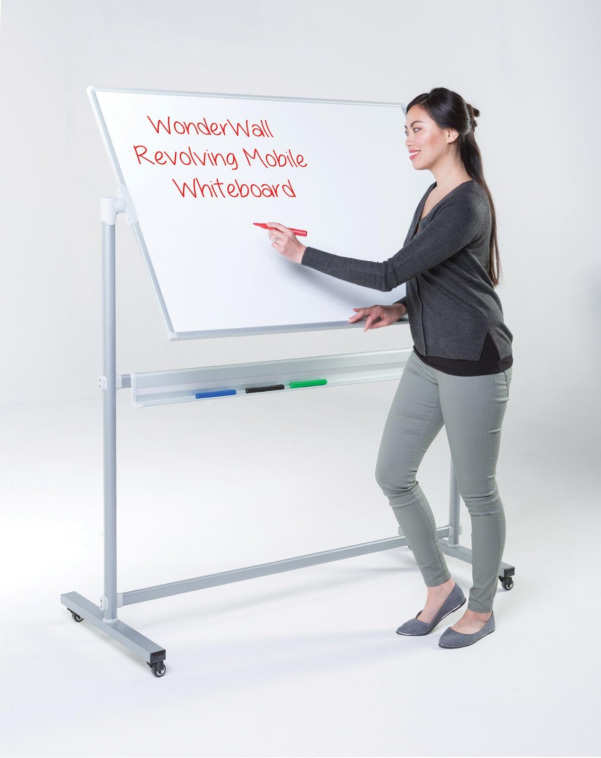 Wonderwall Double-Sided Non-Magnetic Revolving Mobile Whiteboard with ...
