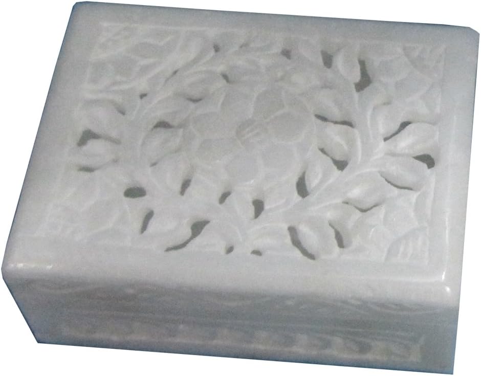 Amazon.com: Natural White Marble Square Jewelry Box 4x3"inch ...
