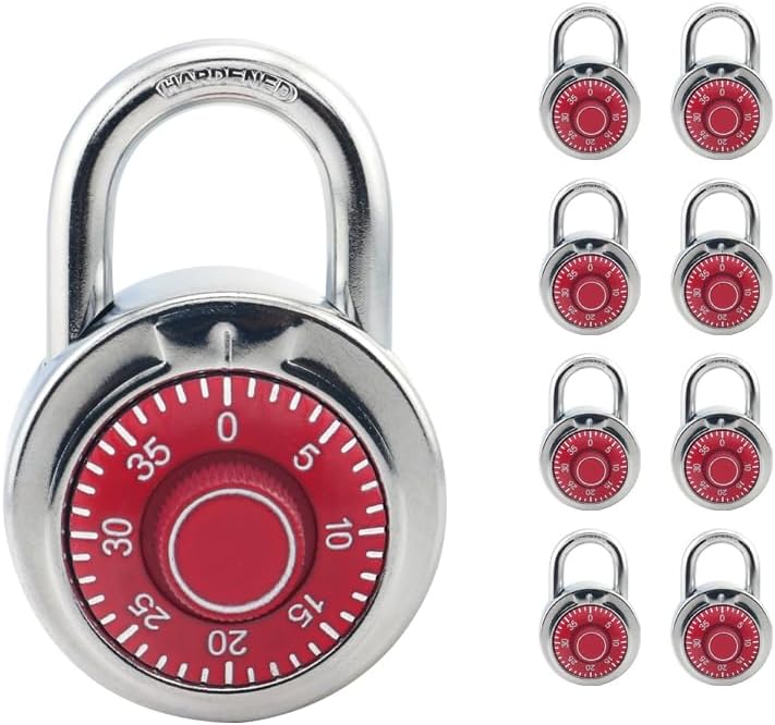 XanHen Standard Dial Combination Lock, Red Turnplate, Preset Three ...