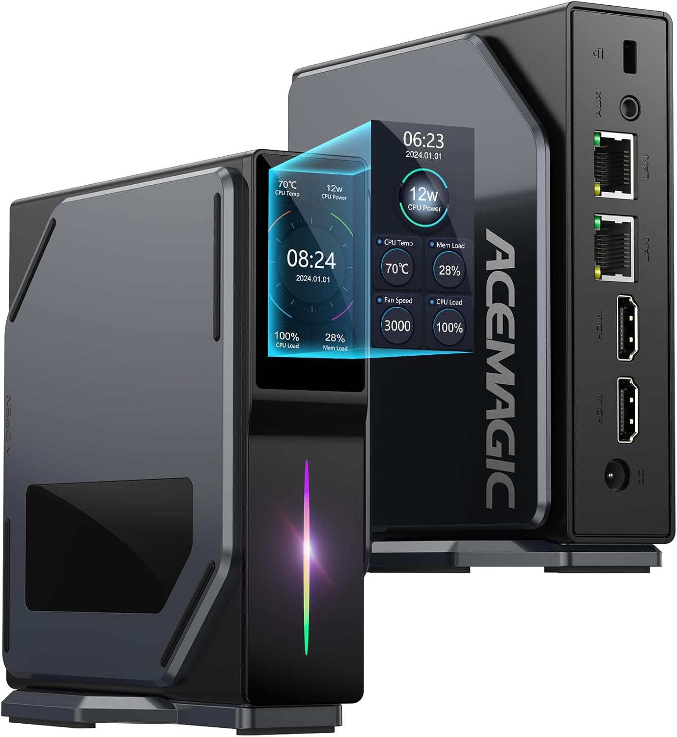 ACEMAGIC S1 Mini PC mit LCD Bildschirm W-11, Ιntel Alder Lake-N97, 16GB ...