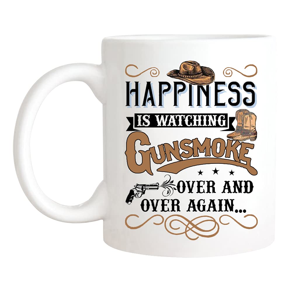 Amazon.com: Happiness is Watching Gunsmoke Over And Over Again Mug ...