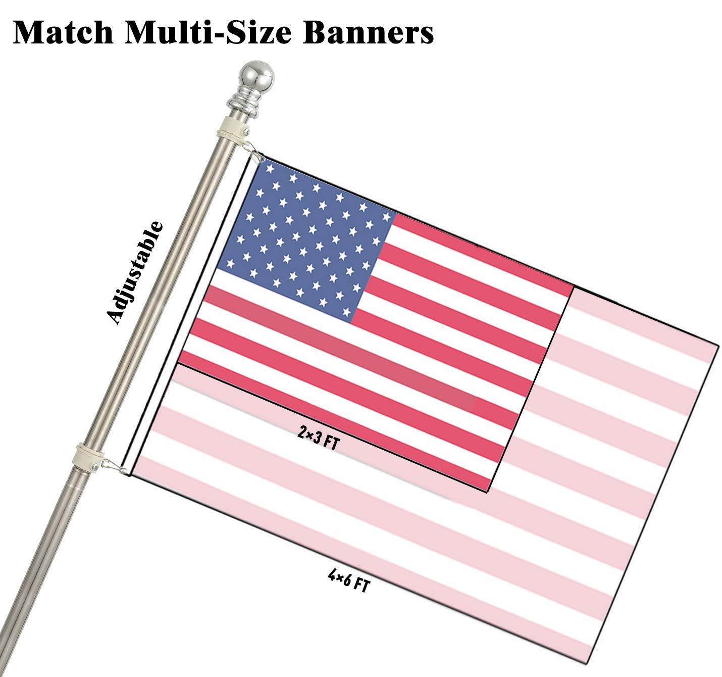 Snapklik.com : HOSKO 8FT Ground Flag Pole, Floor-Mounted Flag Pole Kit ...