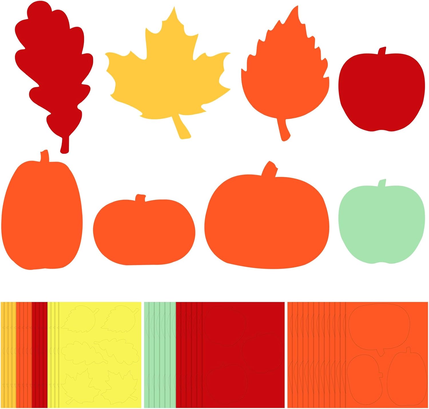 Faccito 144 Pieces Pre-Cut Fall Paper Cutouts Fall Leaves, Pumpkins and ...