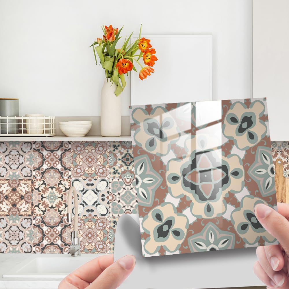 40pc Tile Stickers,Retro Traditional Wall Tile Transfers Stickers Self ...